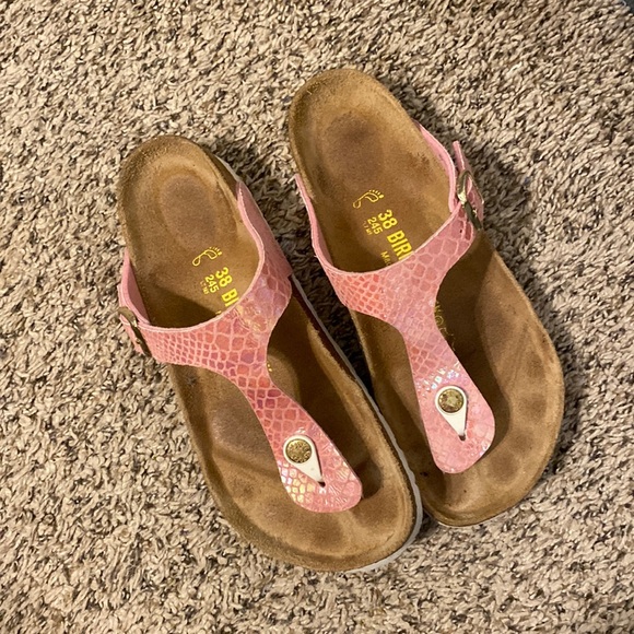 Birkenstock | Shoes | Birkenstock Gizeh Pink Python Sandals | Poshmark